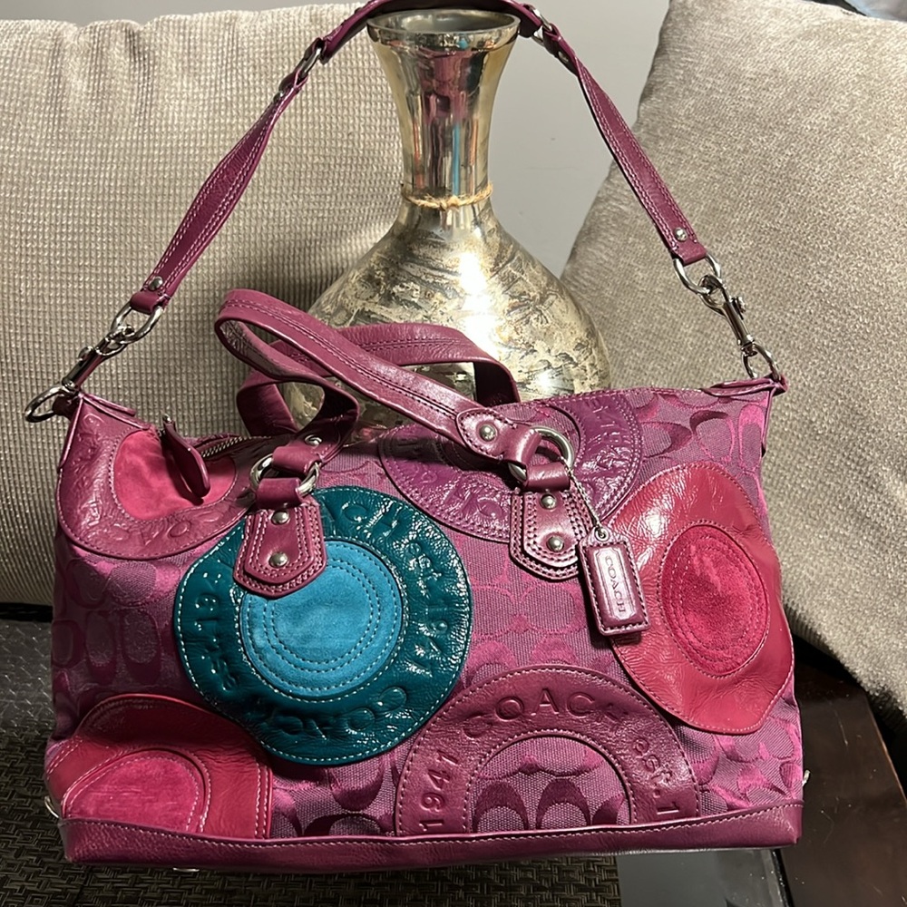 Coach Madison Berry Purple Shoulder Purse - Gem